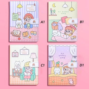 Cute School Girl Kawaii Notebook- Kawaii Notebook, Soft Hard Cover Cute ...