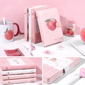 A5 Peach Notebook/ Cute PU Soft Leather Notebook With Magnetic Buckle ...