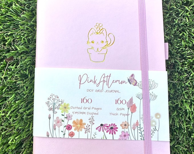 Cute Cat Bullet Journal/ Dotted Bullet Journal/ A5 PU Leather Bullet ...