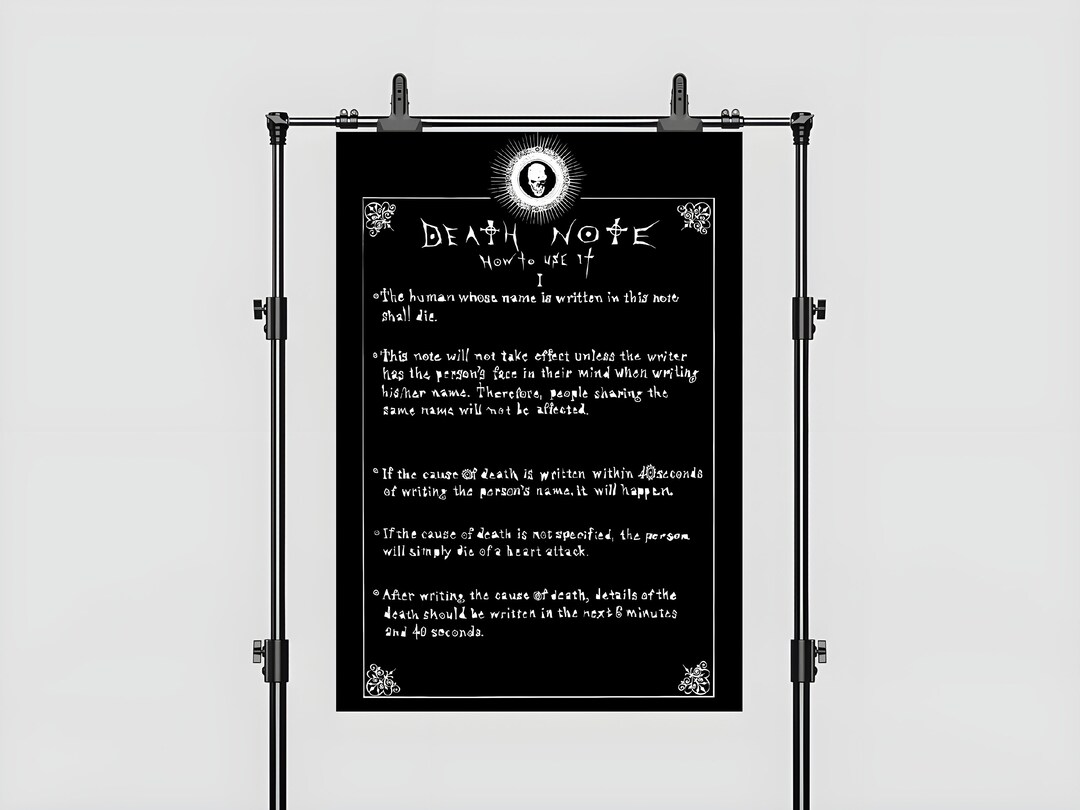 Death Note Anime Poster Death Note Wall Art Death Note Poster High ...