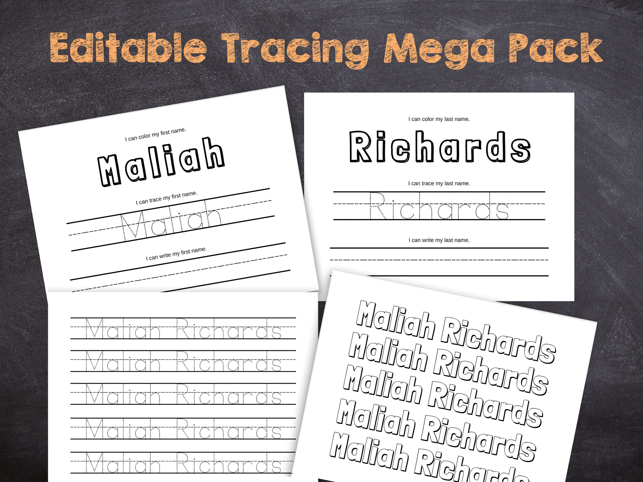 Editable Name Tracing Printable, Prek Tracing, Name Writing Practice ...