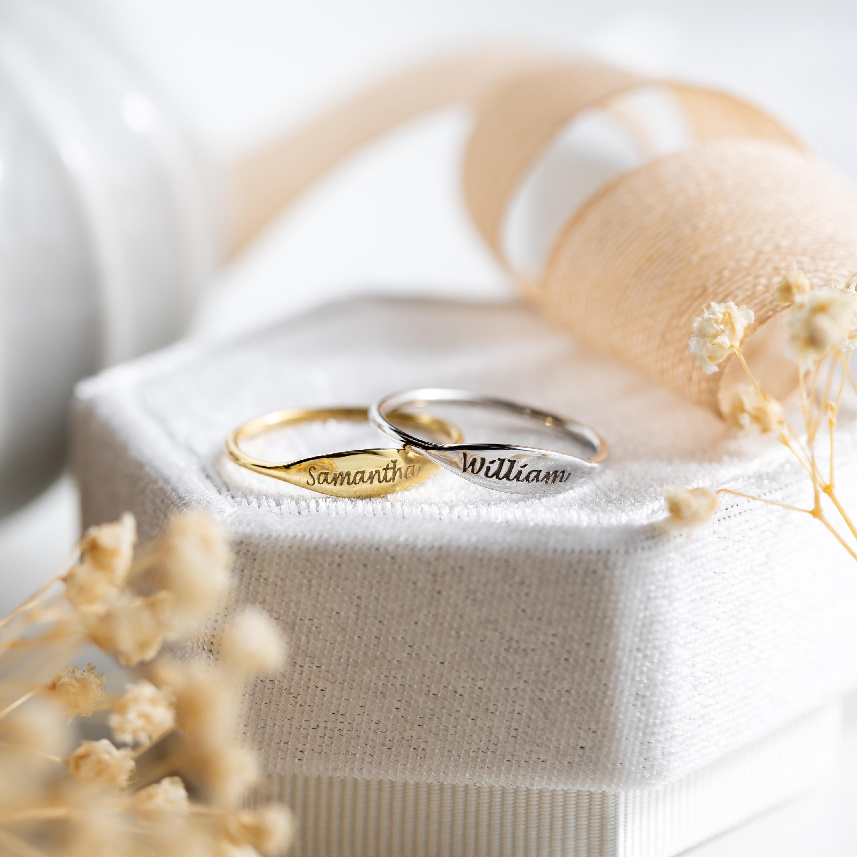 Name Ring, Dainty Engraved Name Ring, Gift for Mom, Christmas Gift ...