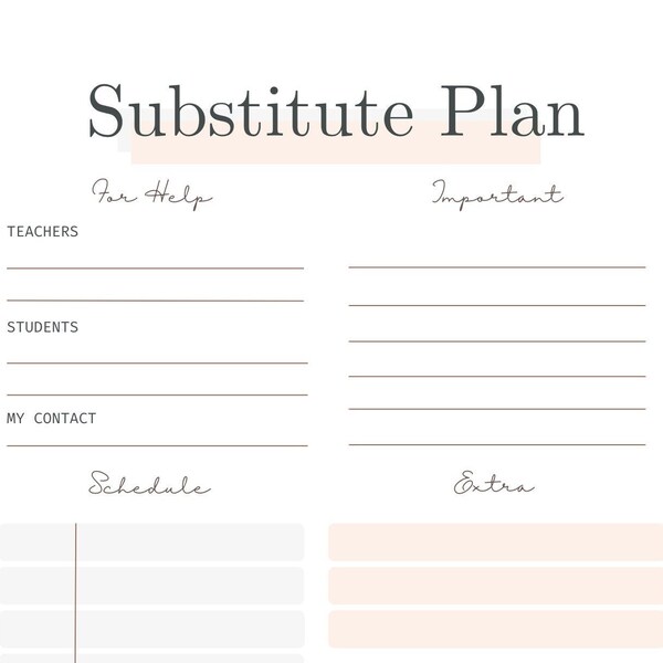 Delicate Substitute Report, Substitute Teacher, Class Report Card - Etsy