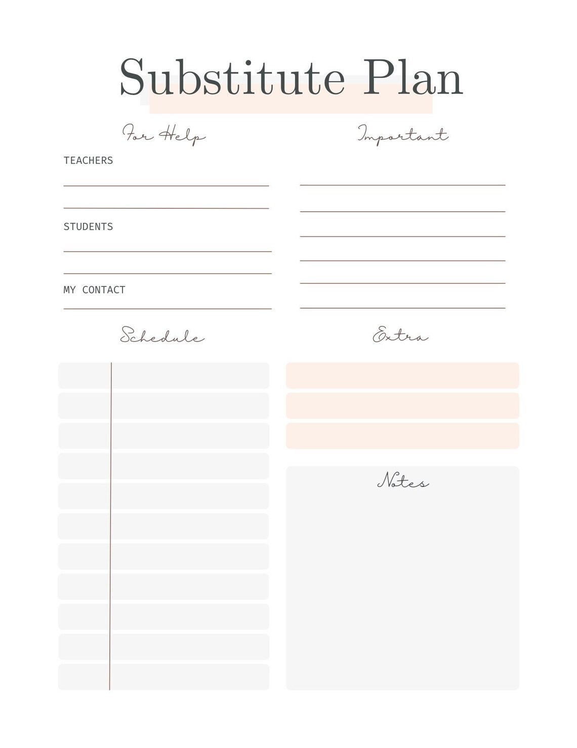 Delicate Substitute Plan, Substitute Teacher, Lesson Plan - Etsy
