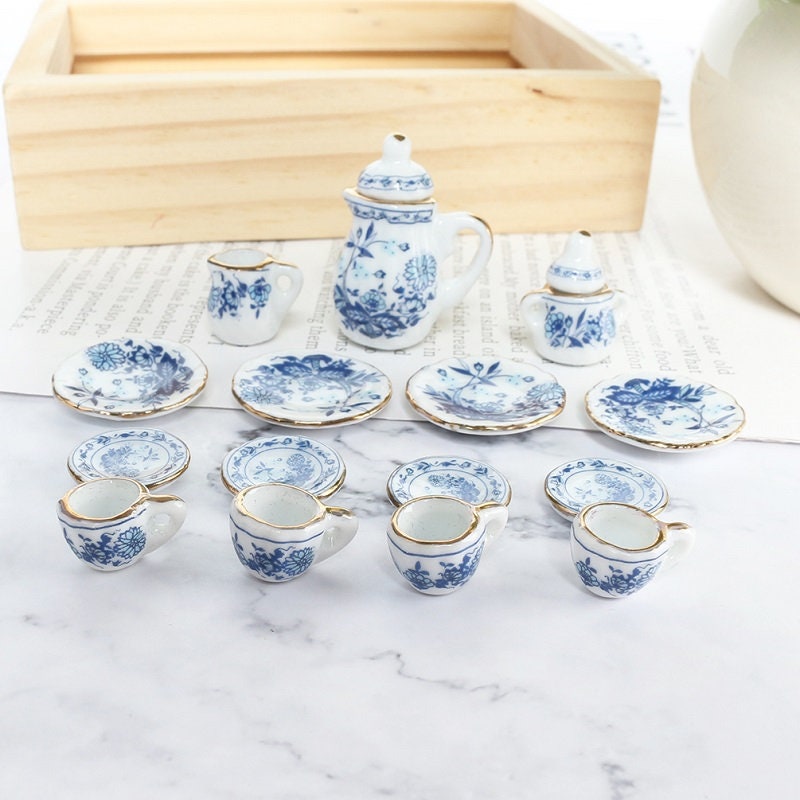 Dollhouse Tableware Set Miniature Porcelain Tea Set Mini - Etsy