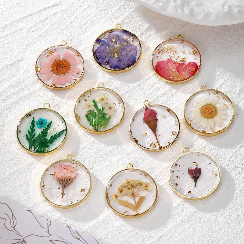5pcs Dried Flower Charm, Resin Charms Pendant, DIY Bracelet Necklace ...