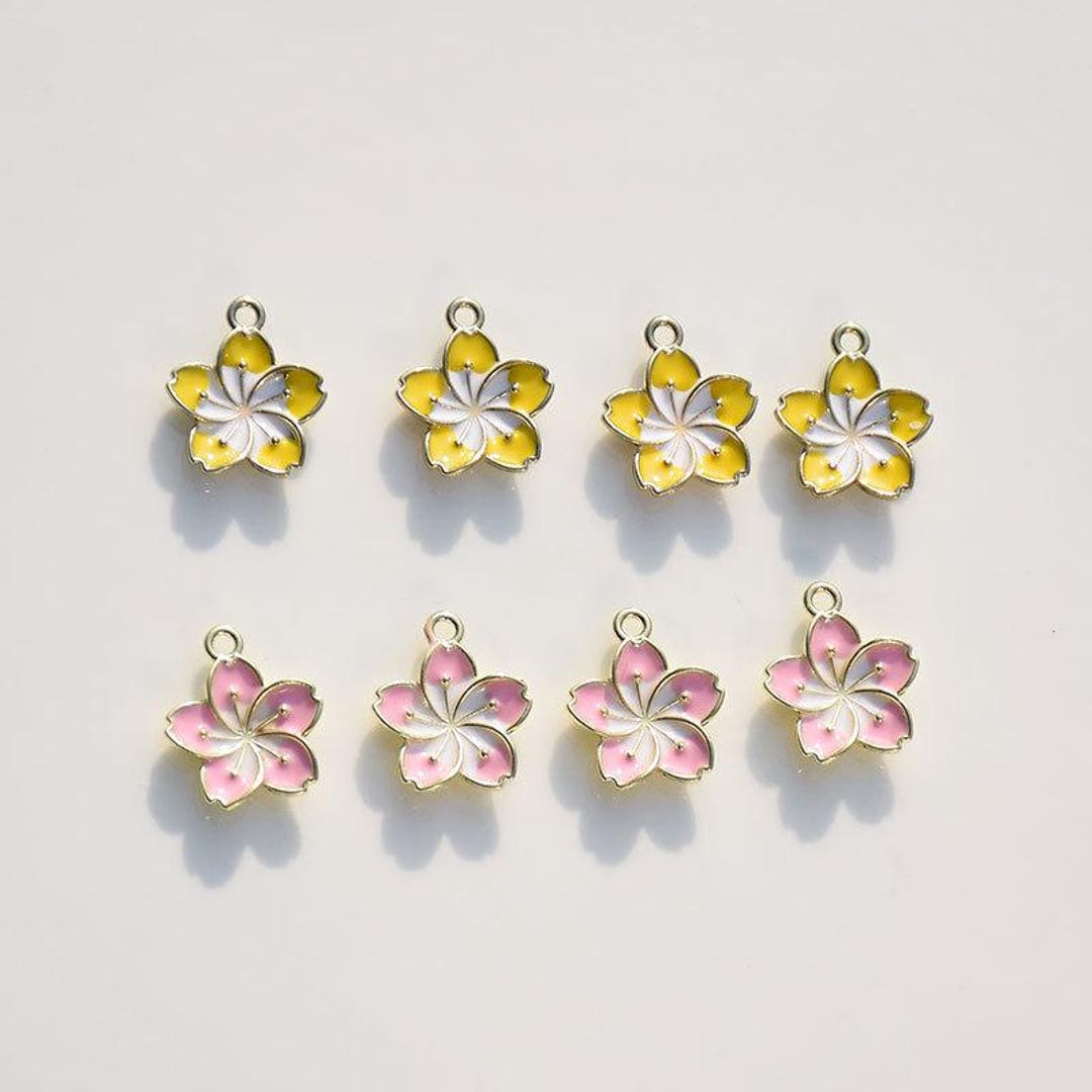 5pcs Sakura Charms, Alloy Flower Pendant, DIY Jewelry Accessories ...