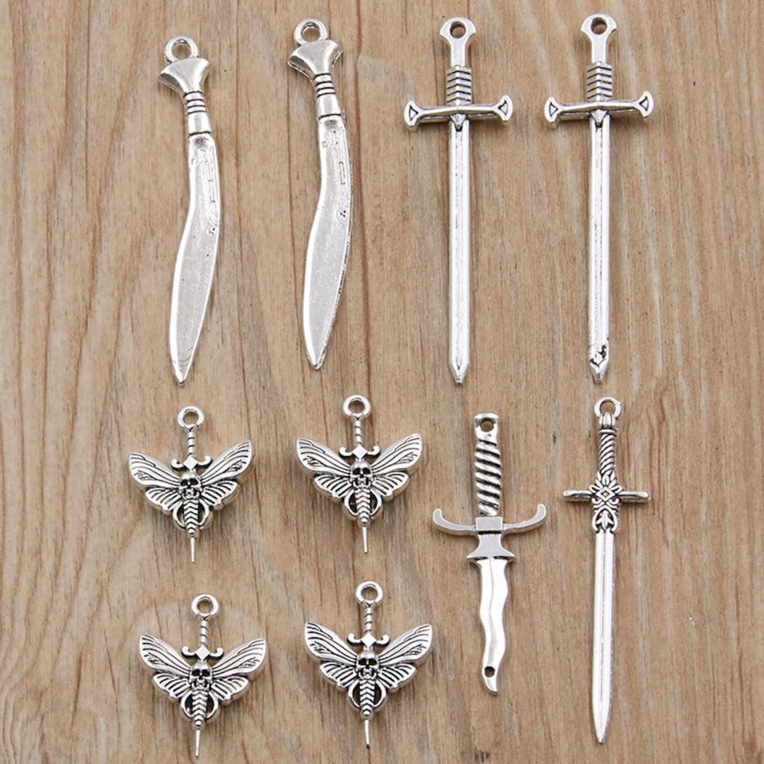 10pcs Sword Charms, Sword Pendant, Alloy Charms Pendant, DIY Bracelet ...