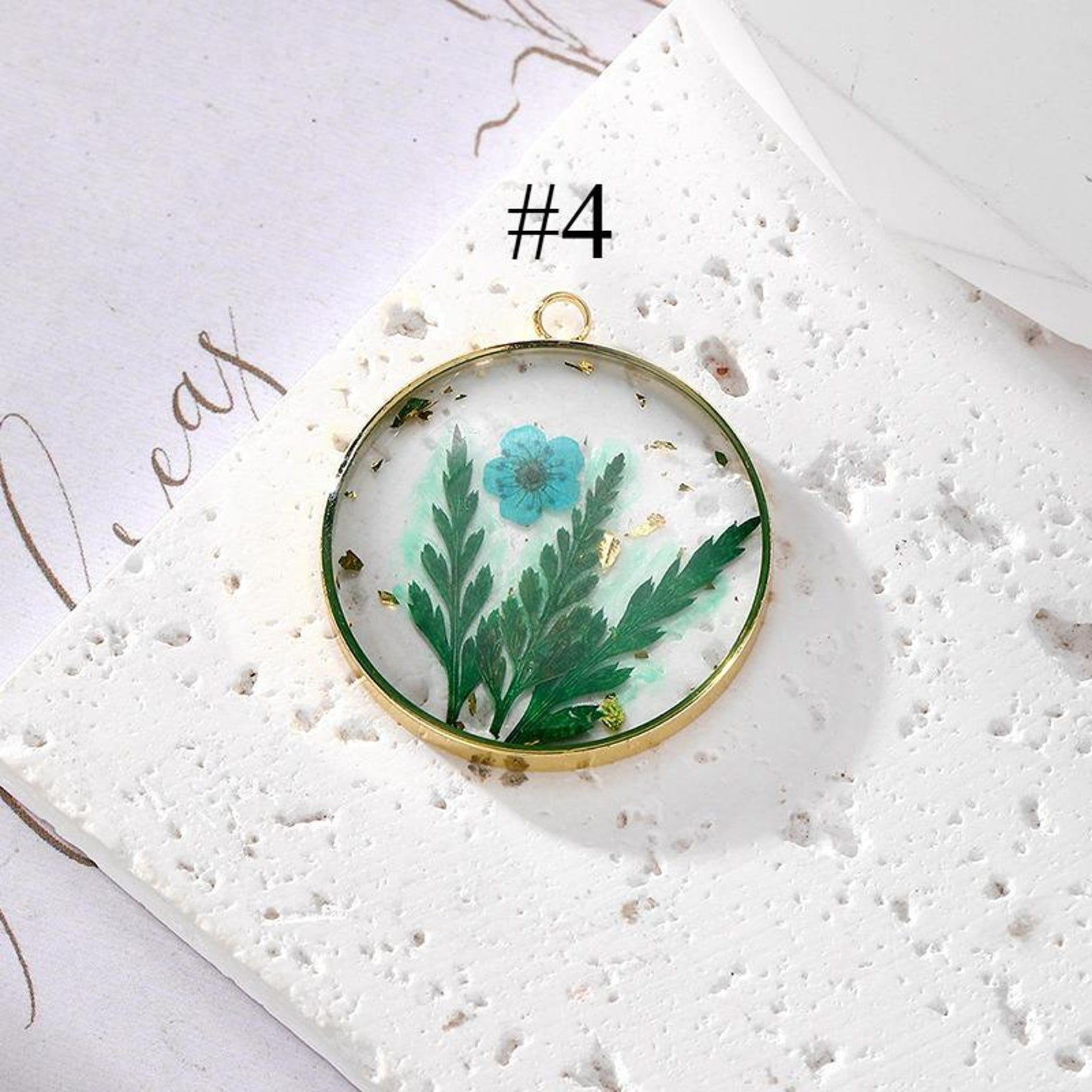 5pcs Dried Flower Charm, Resin Charms Pendant, DIY Bracelet Necklace ...