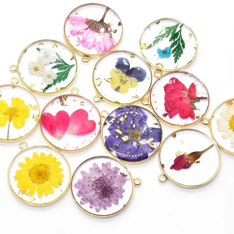 5pcs Dried Flower Charm, Resin Charms Pendant, DIY Bracelet Necklace ...
