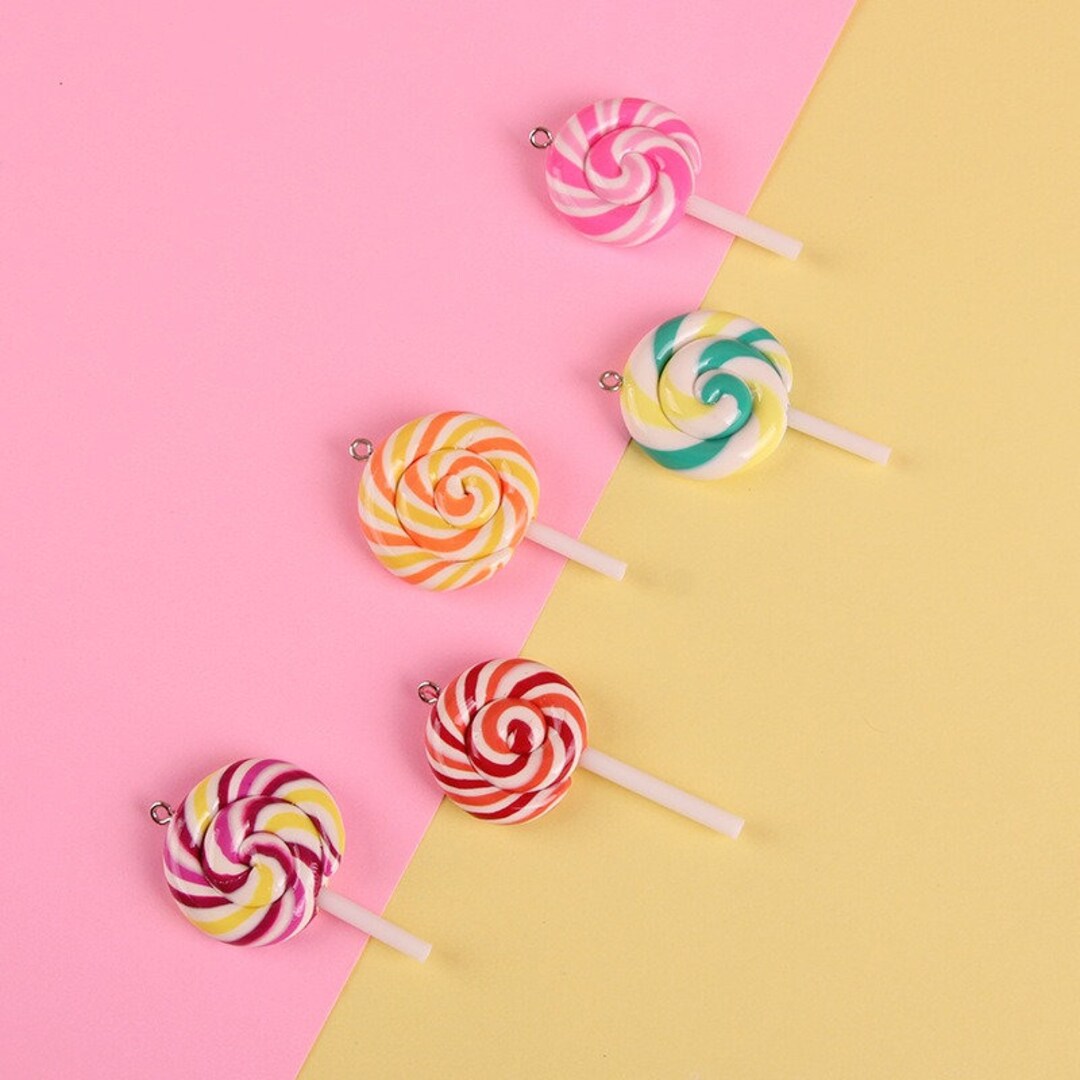 4pcs Lollipops Charm, Color Resin Candy Pendant , DIY Jewelry ...