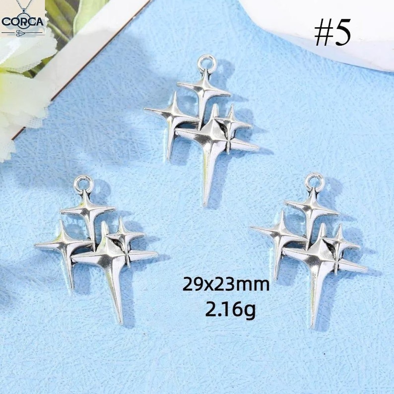 Silver Star Charms: DIY Jewelry Making, 20pcs - Etsy