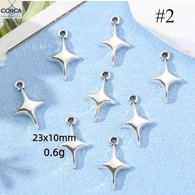 Silver Star Charms: DIY Jewelry Making, 20pcs - Etsy