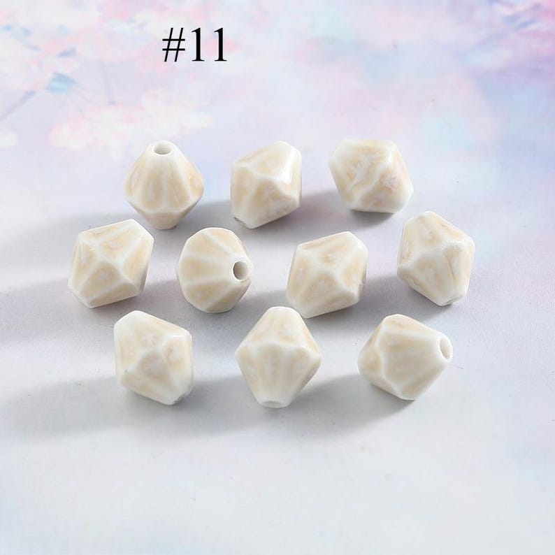 10pcs Conical Ceramic Beads Handmade Shiny Glossy Glazed Ceramic ...