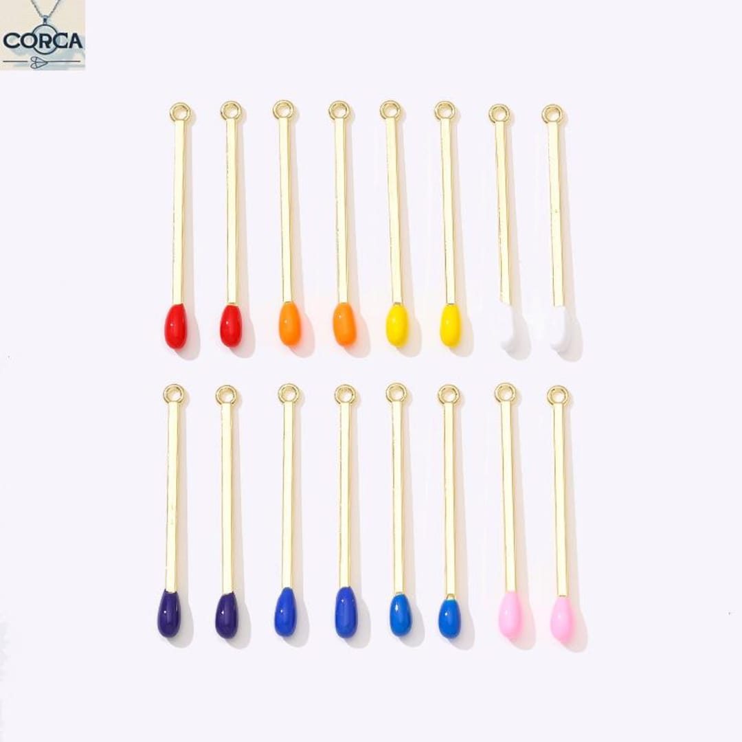 5pcs Matchstick Charm Enamel Colored Tip Matches Pendant for Jewelry ...