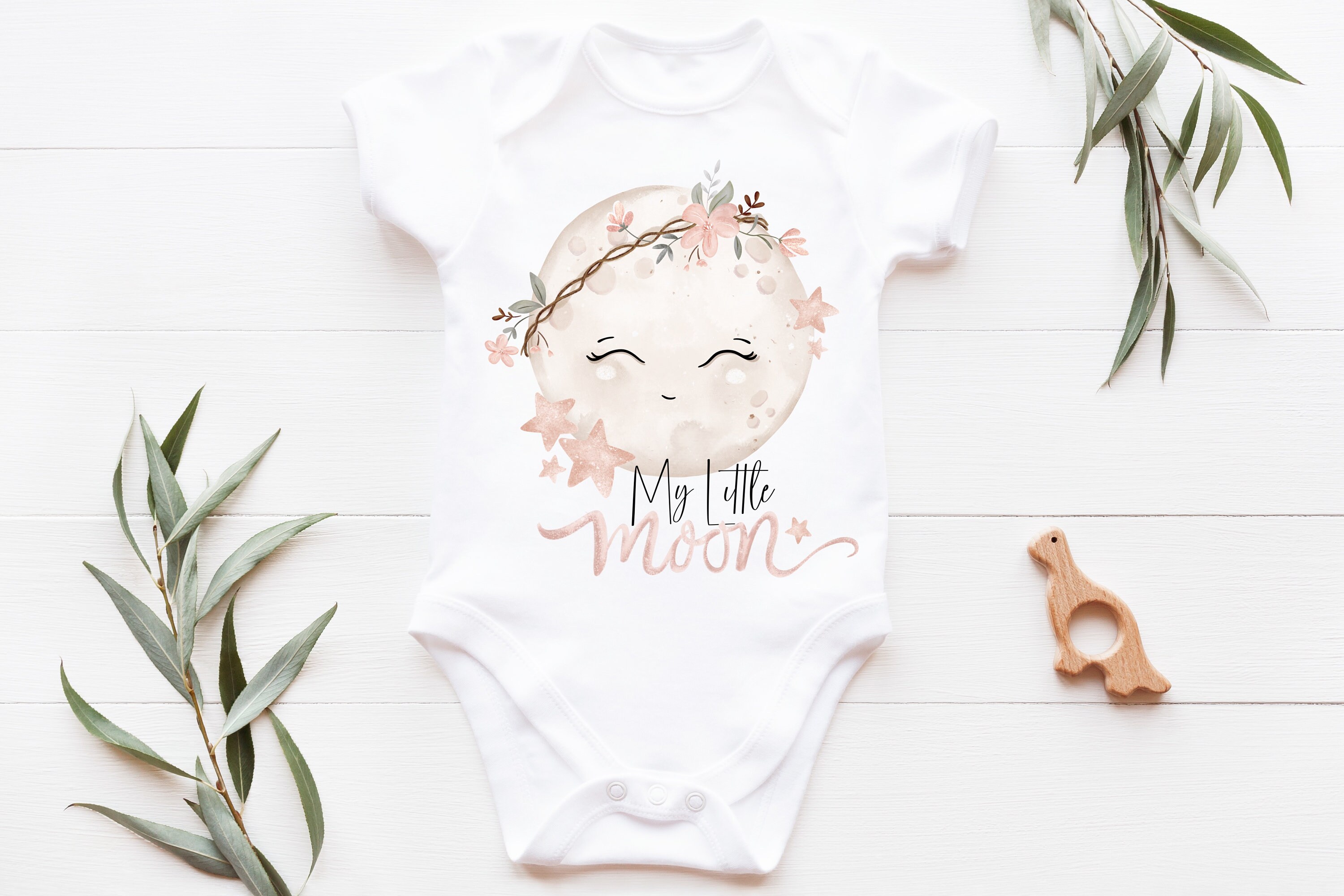 Cute Boho Stars and Moon PNG Clipart Bundle, Moon and Stars With Floral ...