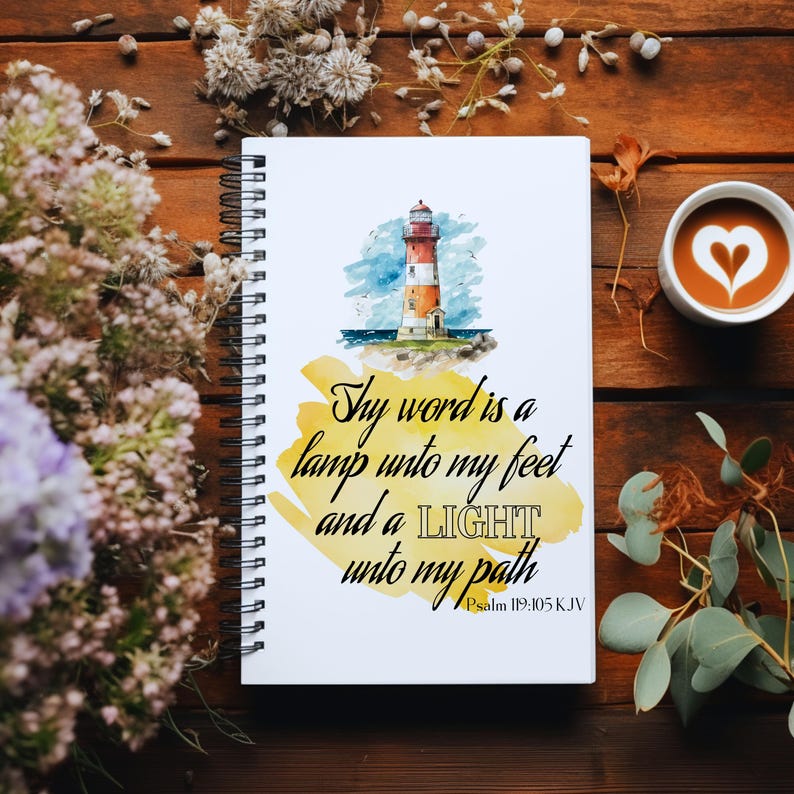 Christian Spiral Notebook, Thy Word is A Lamp Unto My Feet, Psalm 119 ...