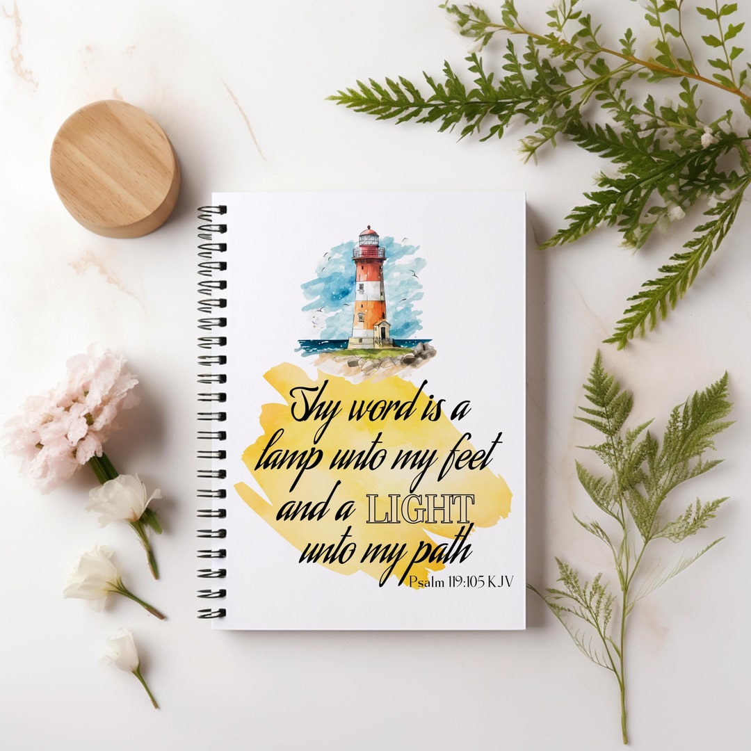 Christian Spiral Notebook, Thy Word is A Lamp Unto My Feet, Psalm 119 ...