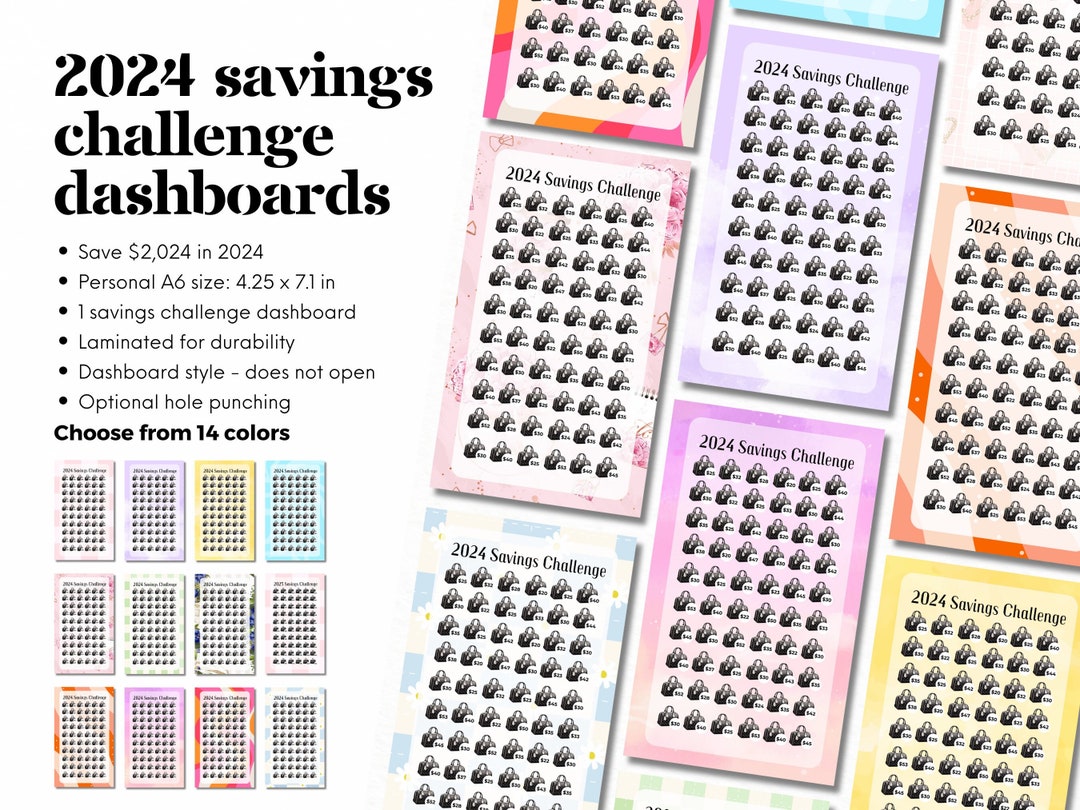 A6 2024 Savings Challenge Dashboards Savings Tracker Money Challenge ...
