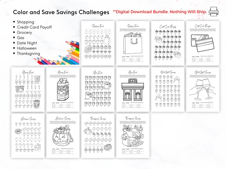 Printable Coloring Savings Challenges 8.5 X 11 Savings - Etsy