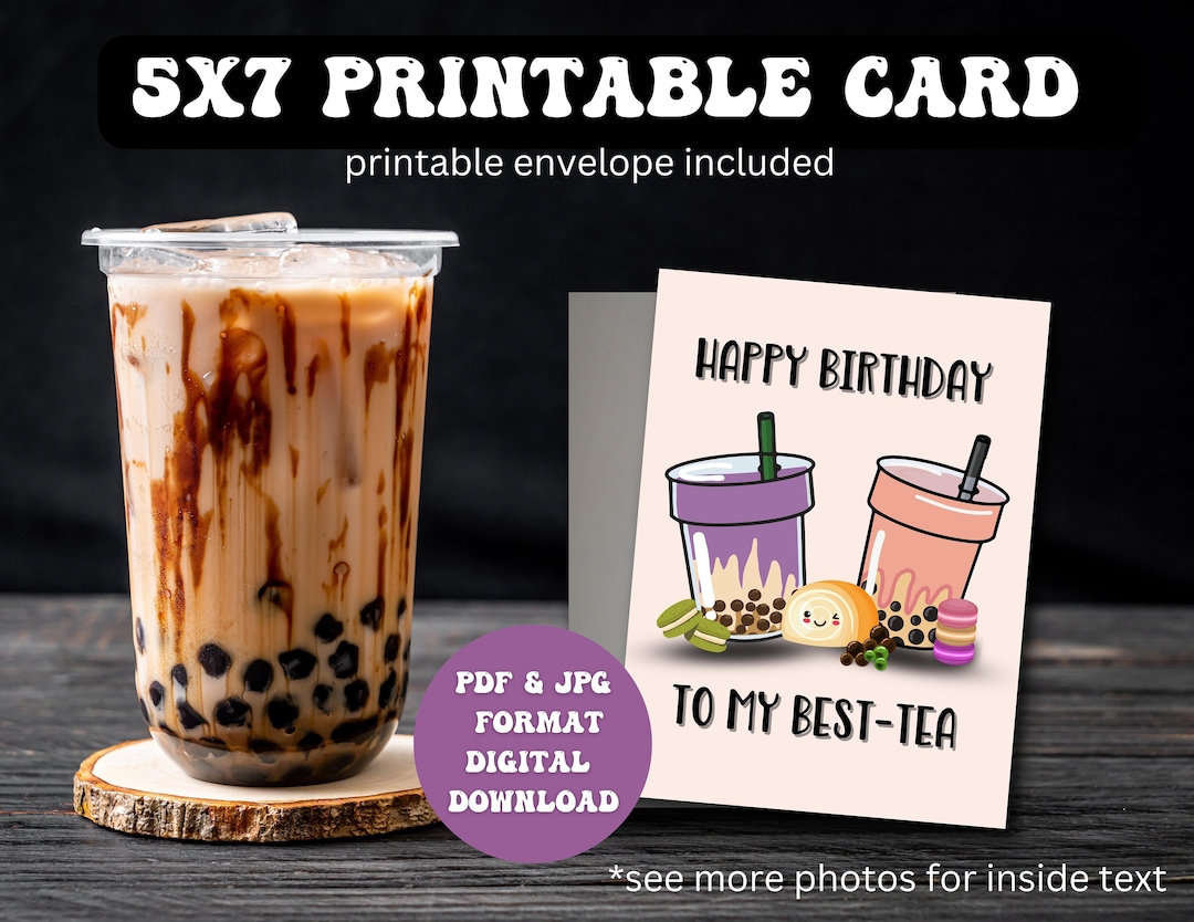 Cute, Fun Printable Card for Your Boba Tea Besties - Happy Birthday to ...