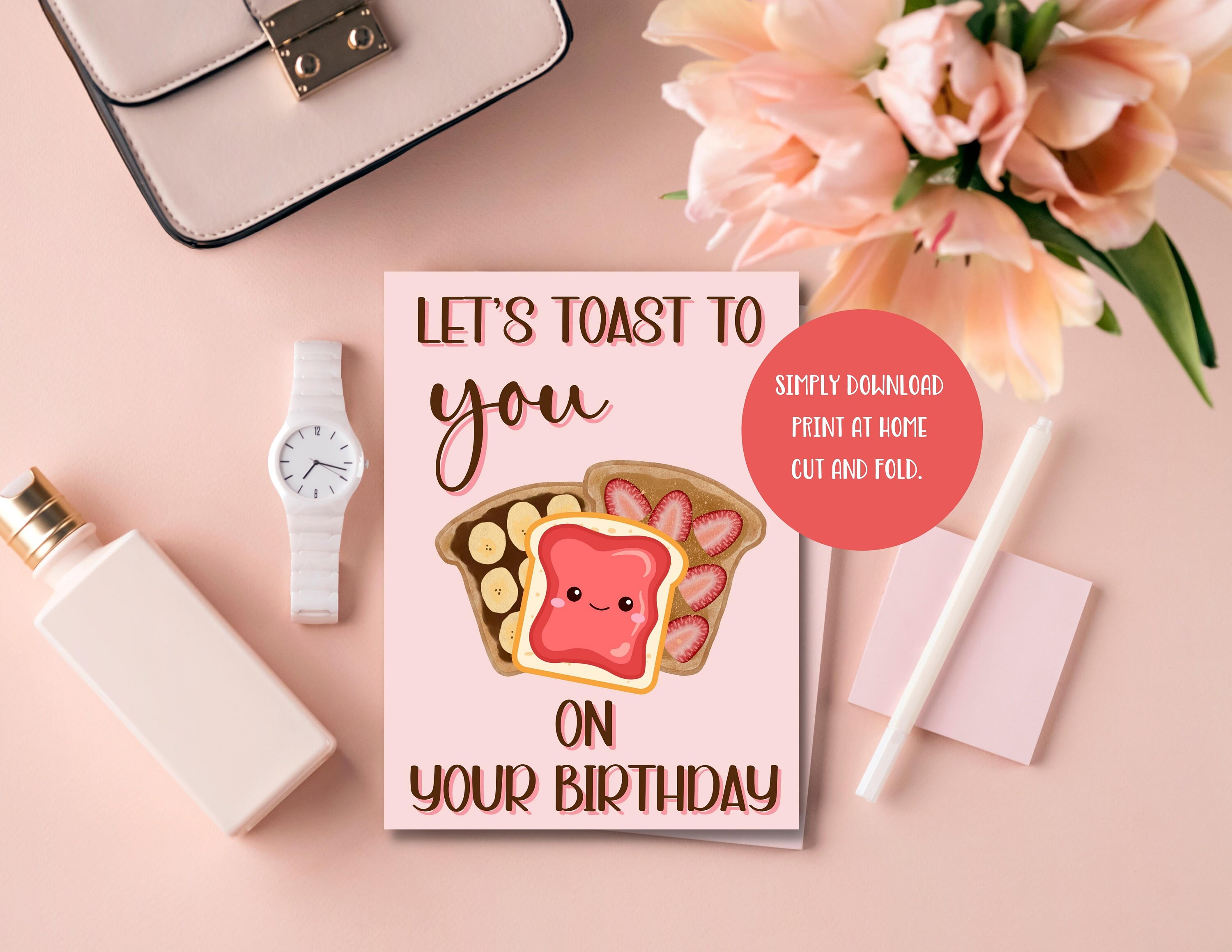 Printable Birthday Card - Let’s Toast to You on Your Birthday - 5x7 ...