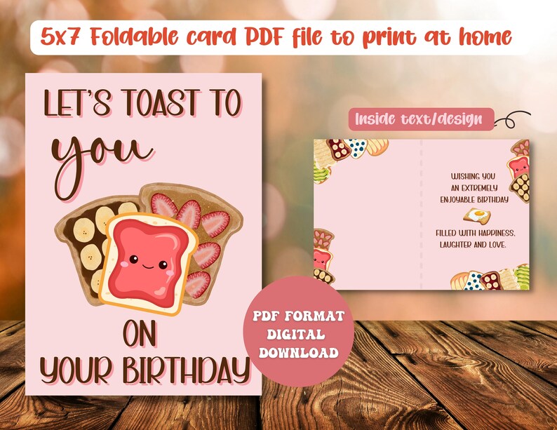 Printable Birthday Card Lets Toast to You on Your Birthday - Etsy