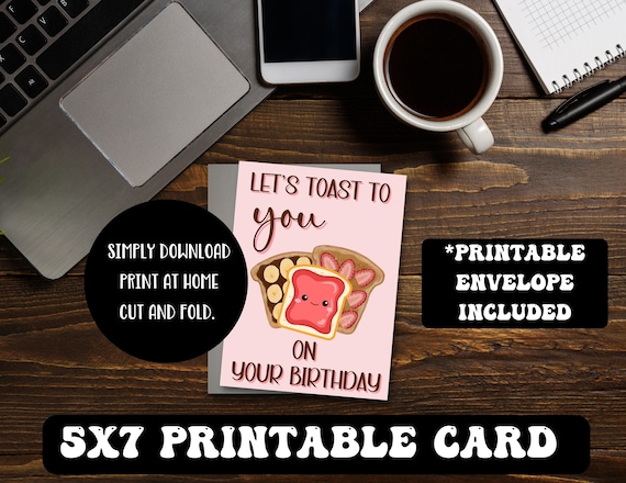 Printable Birthday Card Lets Toast to You on Your Birthday - Etsy