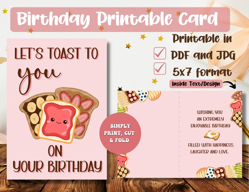 Printable Birthday Card Lets Toast to You on Your Birthday - Etsy