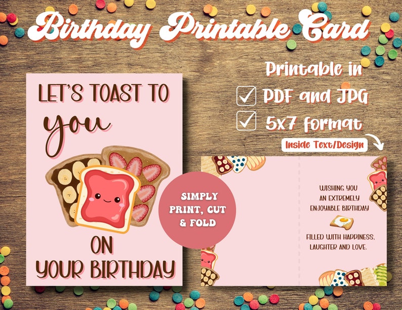 Printable Birthday Card Lets Toast to You on Your Birthday - Etsy