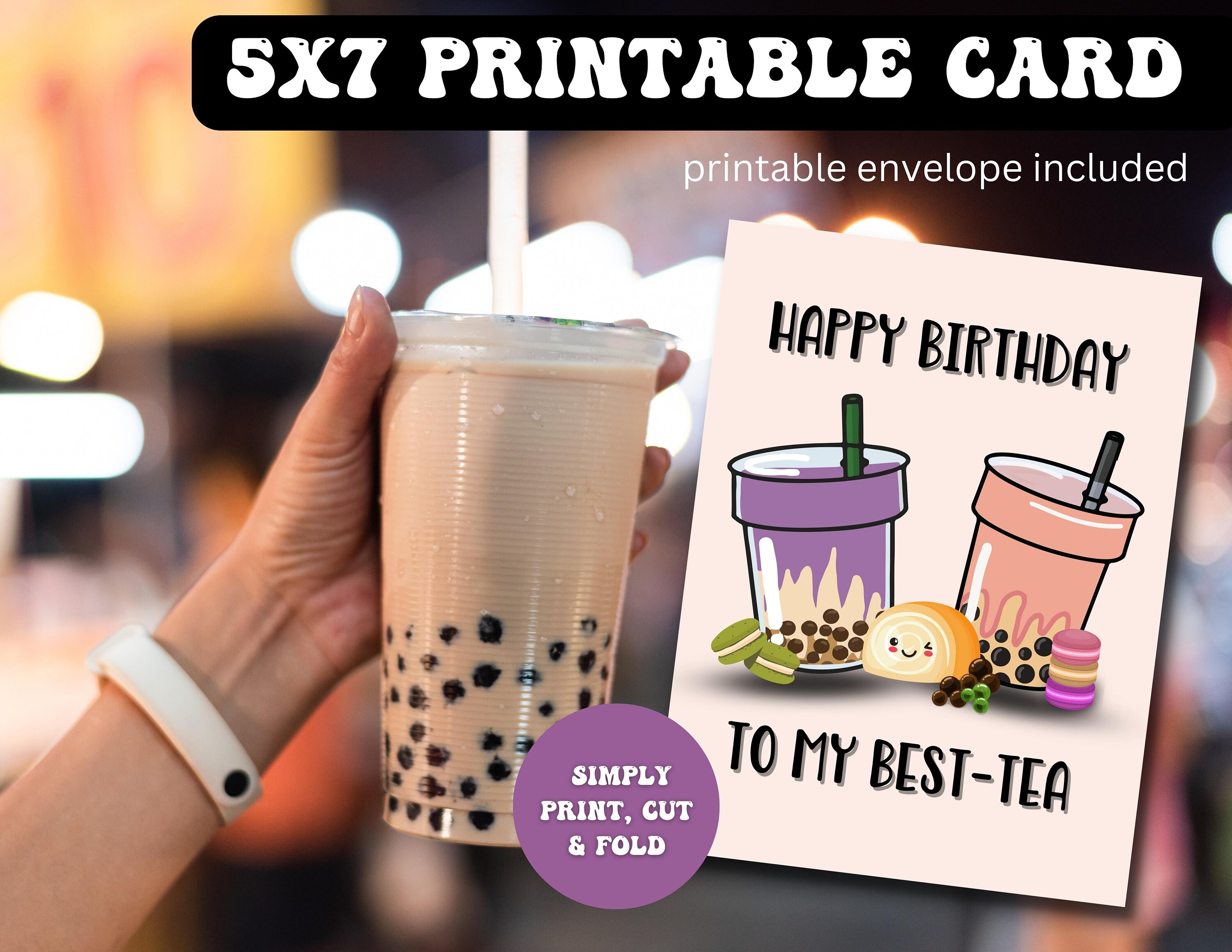 Cute, Fun Printable Card for Your Boba Tea Besties - Happy Birthday to ...