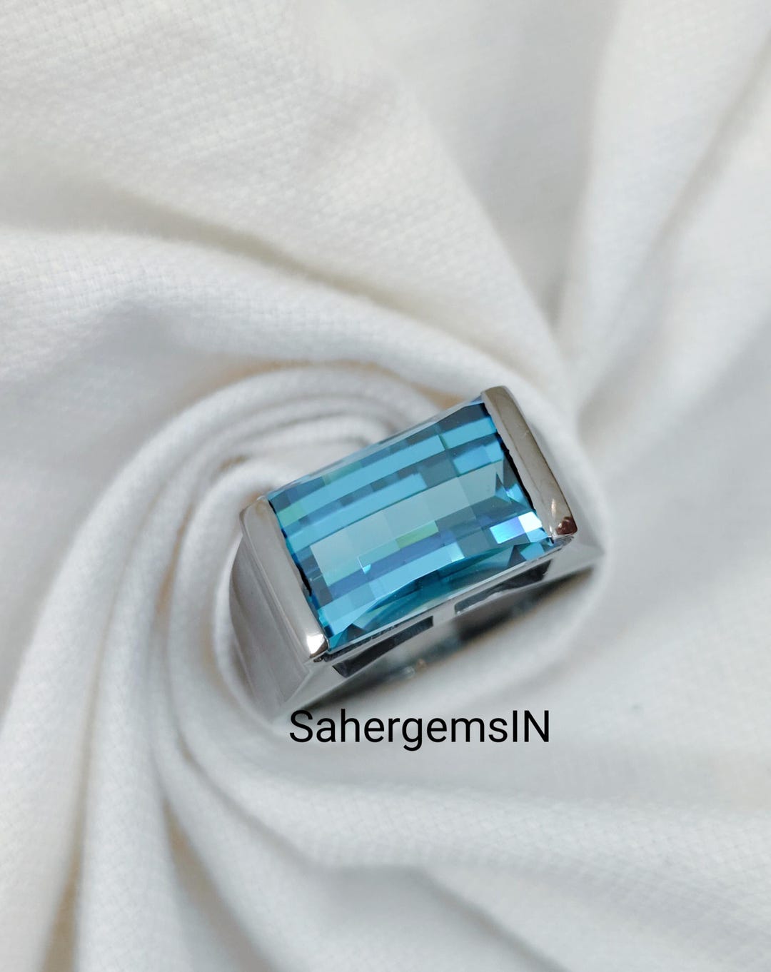 Pixel Cut Gemstone Ring: Black Rhodium Sterling Silver 925 Statement - Etsy