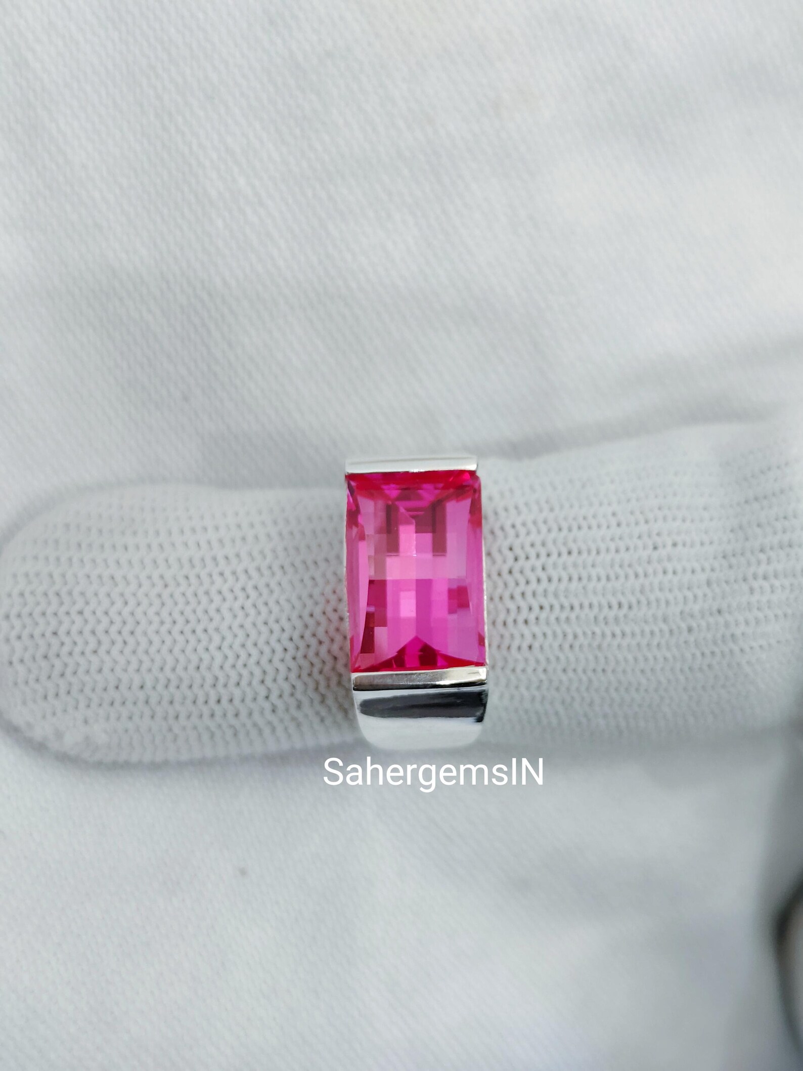 Pink Sapphire Pixel Cut Ring: Sterling Silver 925 Statement Ring - Etsy