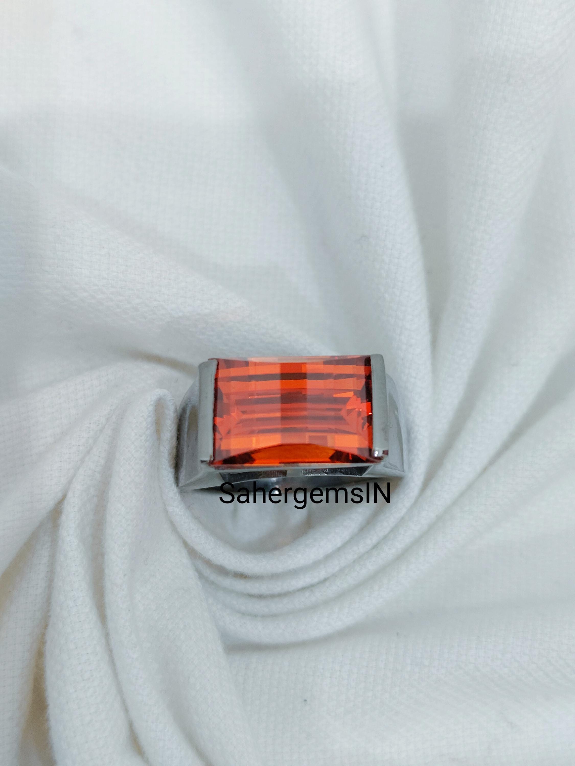 Pixel Cut Gemstone Sterling Silver Ring: Modern Black Rhodium Statement ...