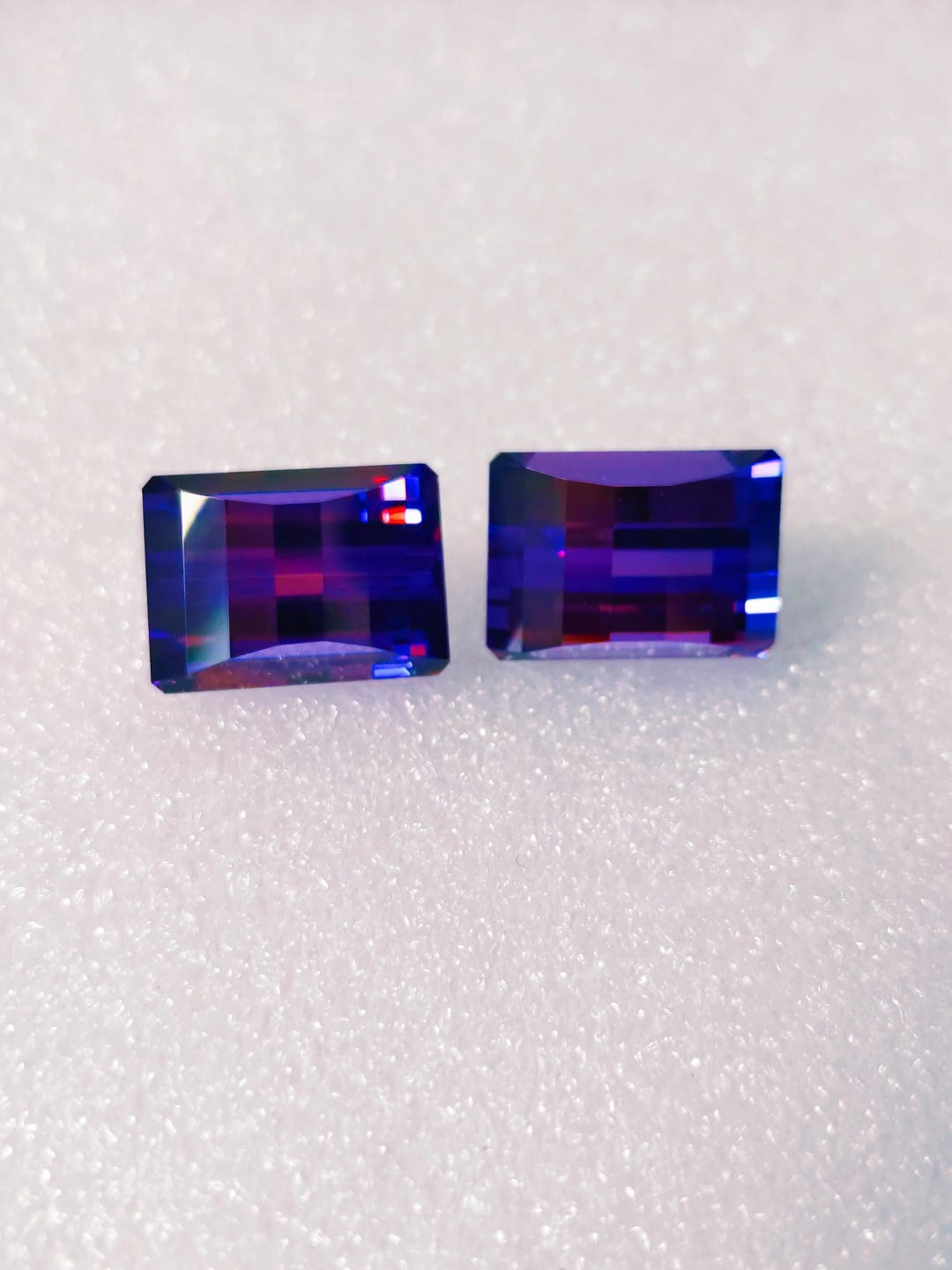 Pixel Cut Cubic Zirconia Gemstone Pair: Rectangle Jewelry Making Stones ...