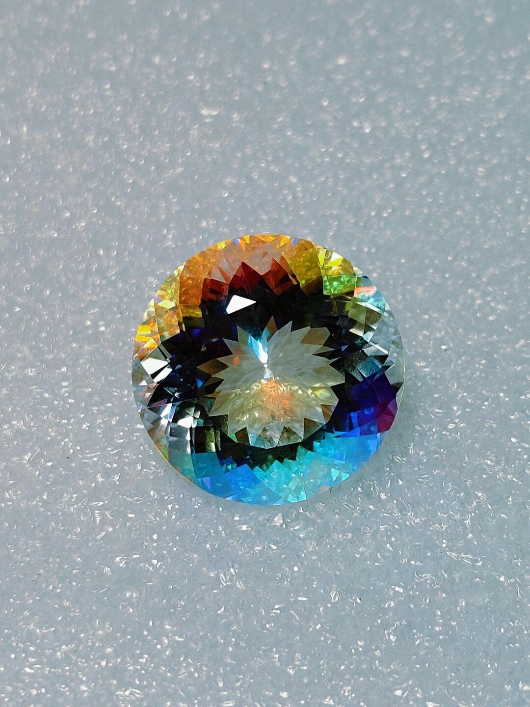 Lab Created Mystic Magical Topaz Fantasy Cut Gemstone 18mm Round 16 Crt ...