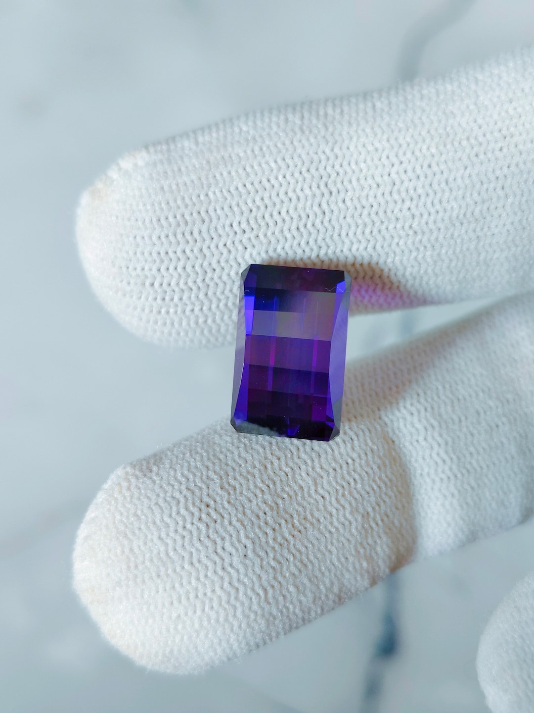 Purple Pixel Cut in Cubic Zirconia Zircon10×14×8 Rectangle Shape Pixel ...