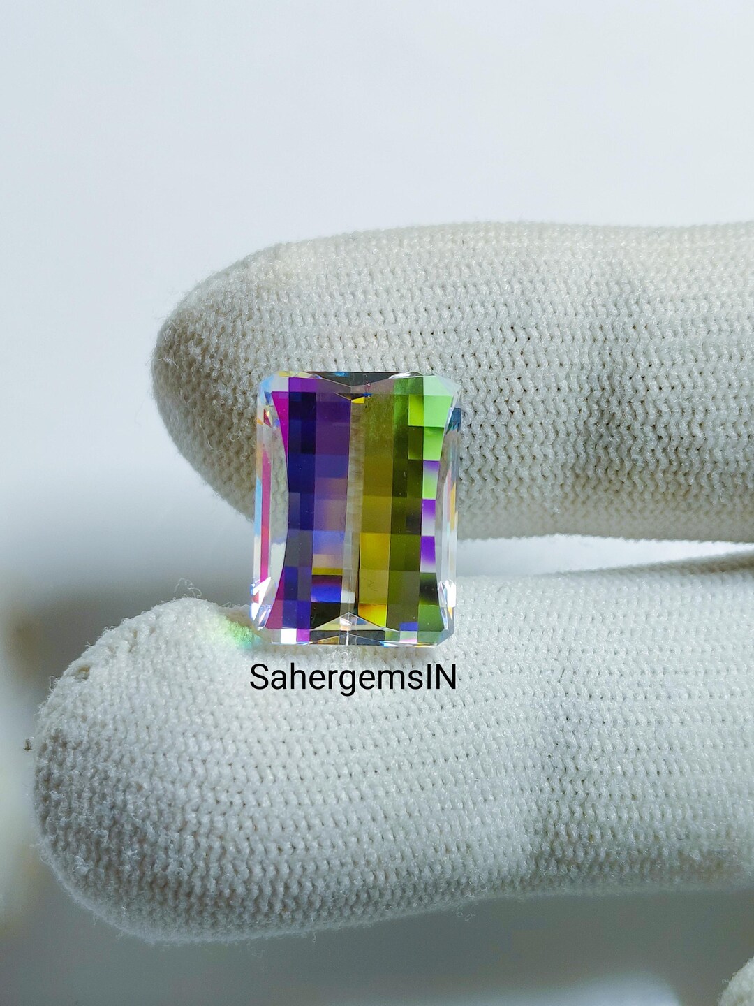 Mystic Topaz 12x16mm Pixel Cut Lab Grown | Rainbow Mystic Gemstone 14 ...