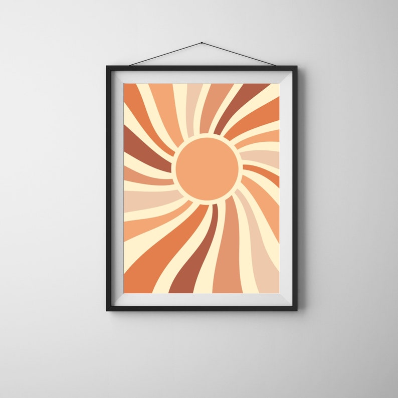 Retro Sun Ray Wall Art Set of 4 Prints Sun Burst Wall Art - Etsy