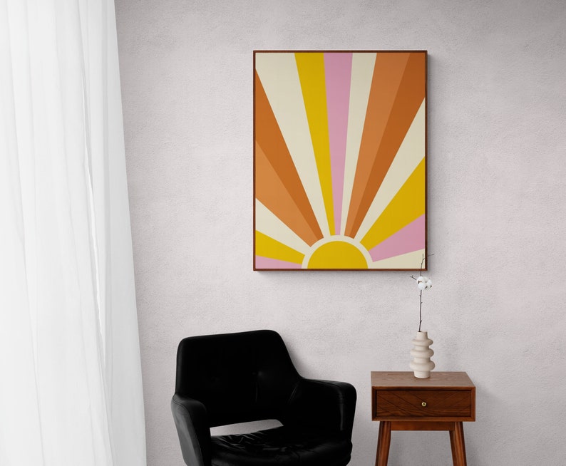 Retro Sun Ray Wall Art Set of 4 Prints Sun Burst Wall Art - Etsy