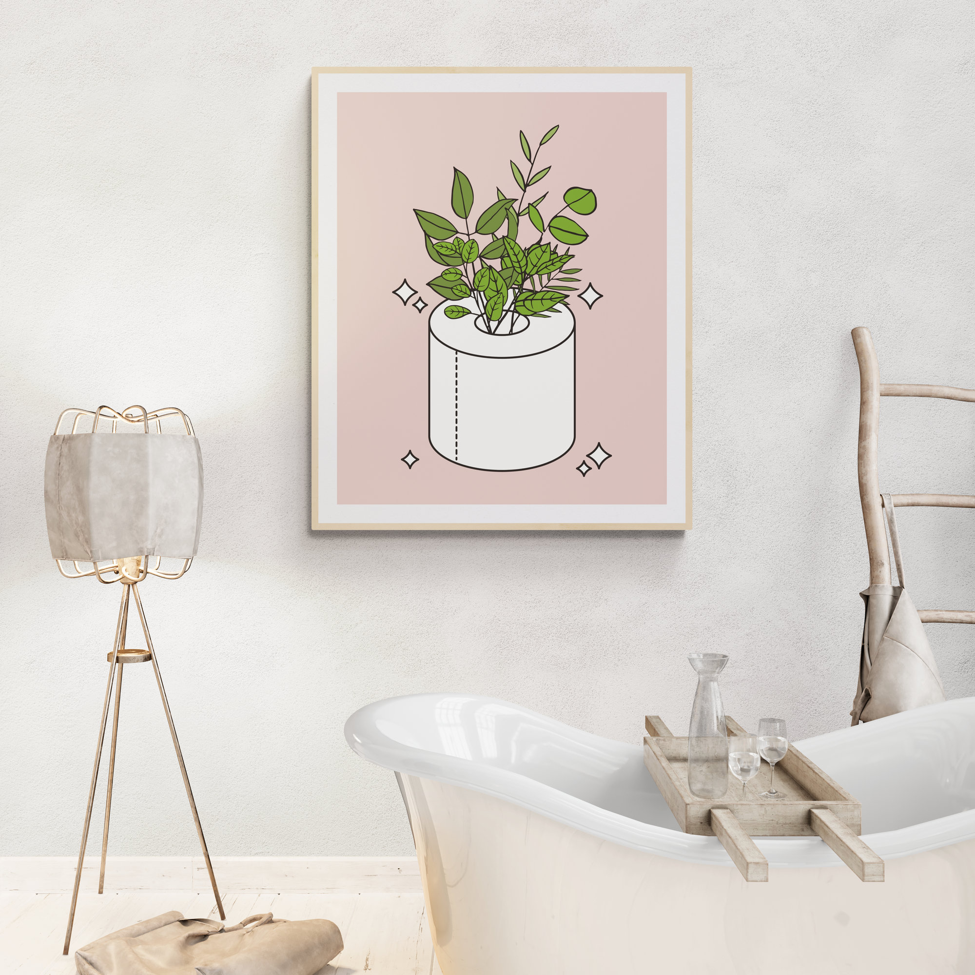Bathroom Art | Bathroom Print | Plant Art | Toilet Paper Art | Home ...