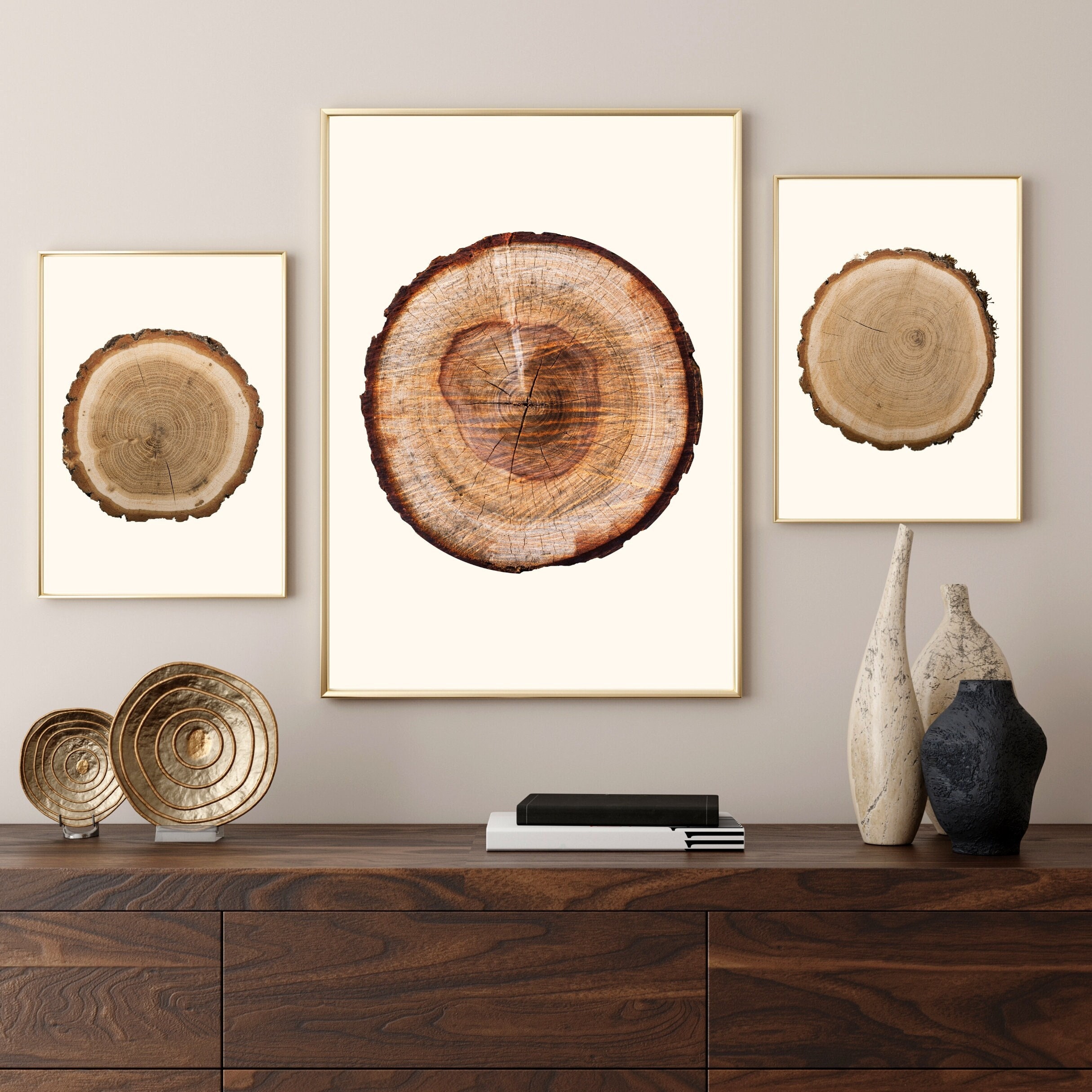 Tree Ring Printable Wall Art Set of 3 Tree Stump Prints Wood Slice ...
