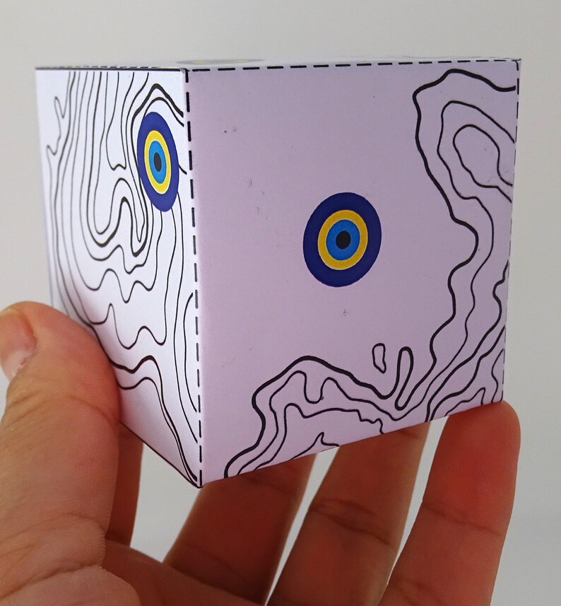 Printable Evil Eye Gift Box | Cube Box Template | DIY Party Favor Box ...