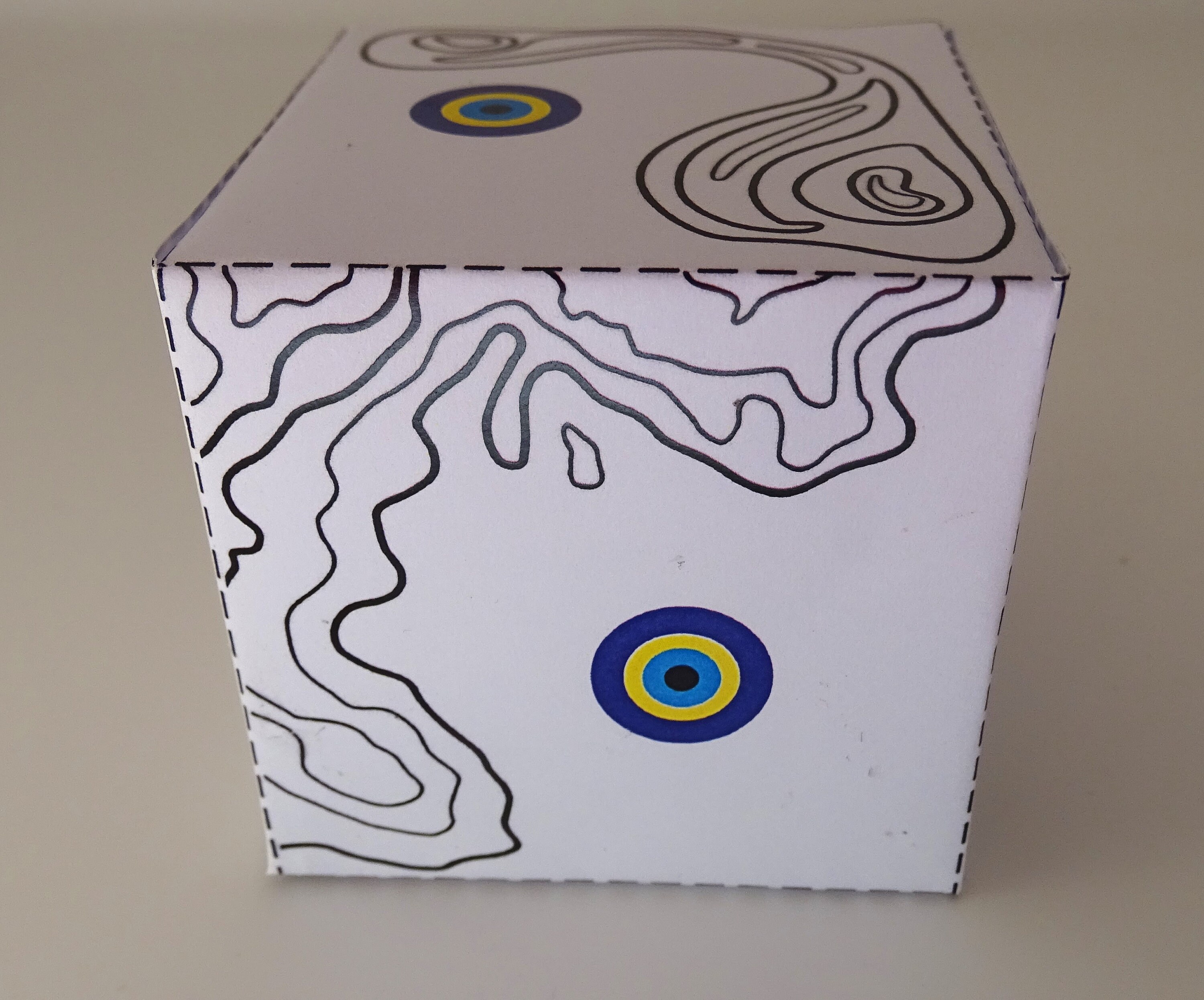 Printable Evil Eye Gift Box | Cube Box Template | DIY Party Favor Box ...