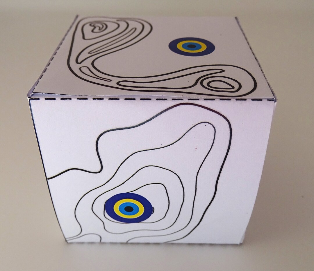Printable Evil Eye Gift Box | Cube Box Template | DIY Party Favor Box ...