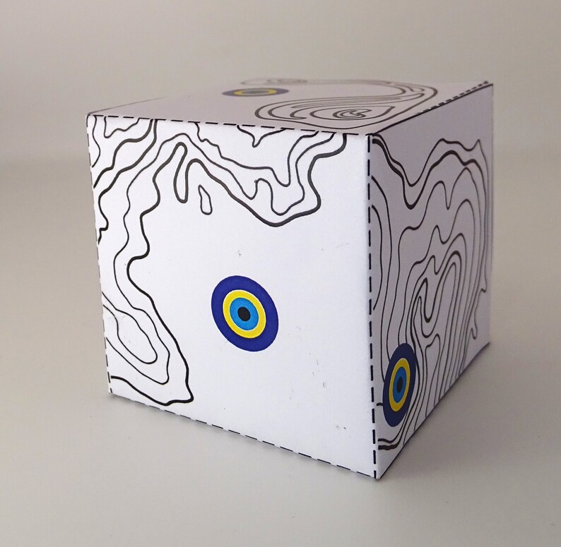 Printable Evil Eye Gift Box | Cube Box Template | DIY Party Favor Box ...