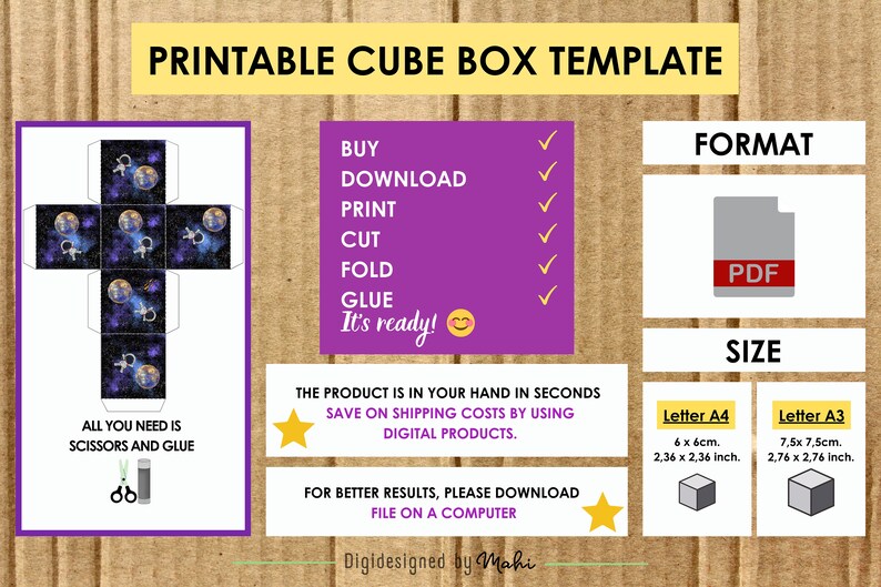 Space,earth and Astronaut Themed,cube Gift Box,for Space and Sky Lovers ...