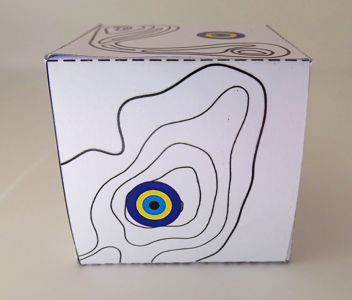 Printable Evil Eye Gift Box | Cube Box Template | DIY Party Favor Box ...