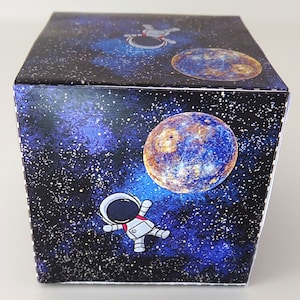 Astronaut Gift Box | Space Themed Cube Gift Box | Outer Space Party ...