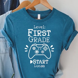 Level First Grade Start Shirt, Custom School Shirts, Personalized First ...